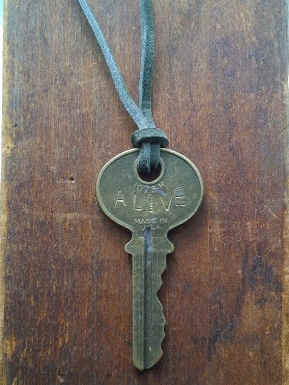 Personalized Vintage Engraved Key Necklace