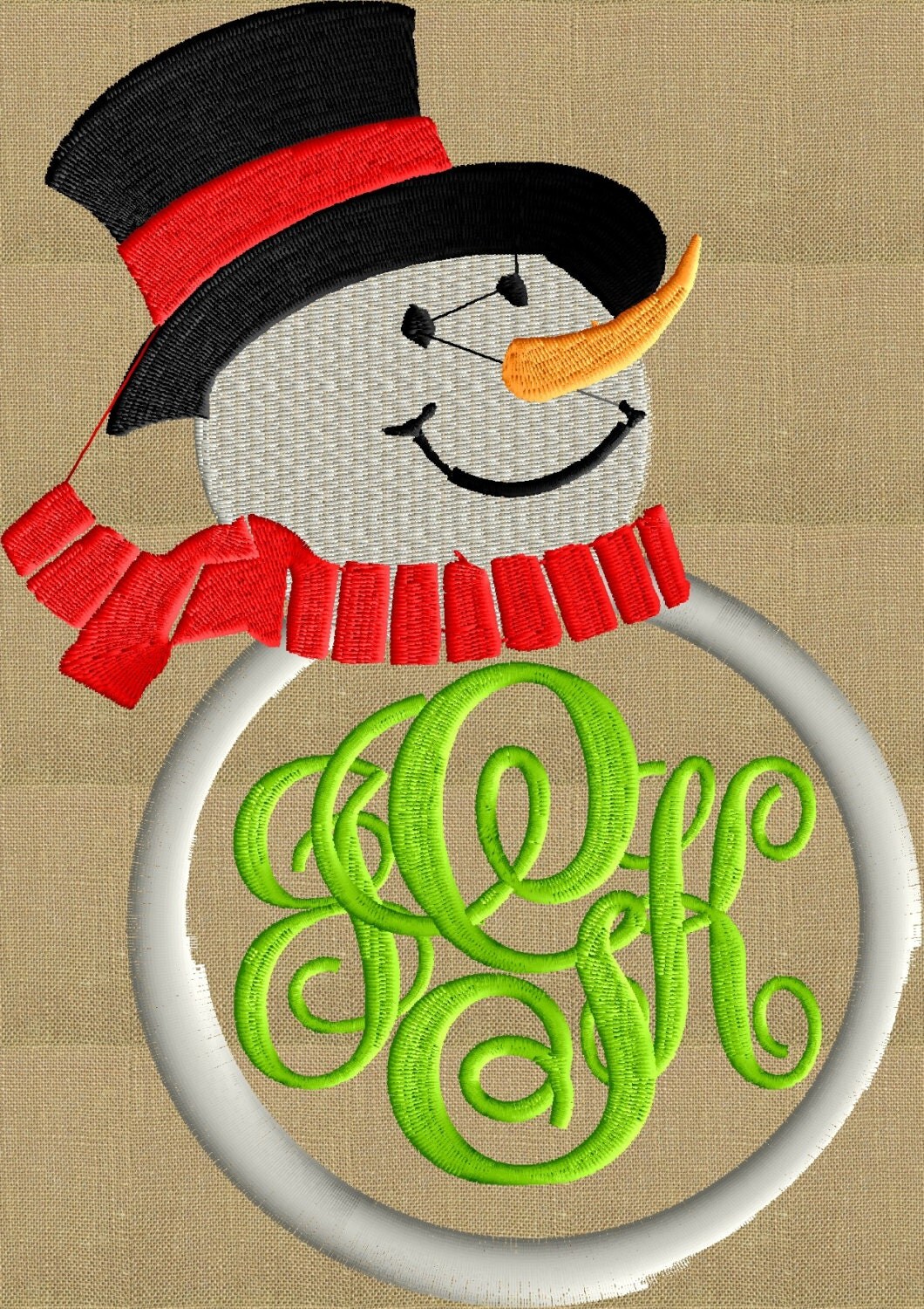 Snowman Font Frame Monogram Embroidery Design Font not
