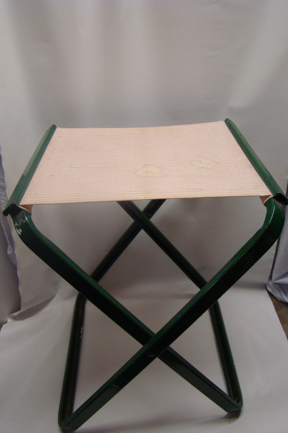 Vintage metal fishing stool with cloth seat. comfy, light, yet sturdy ...