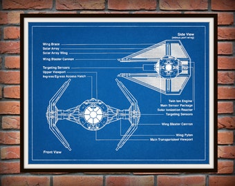 Star Wars TIE Fighter Schematic Art Print TIE Bomber TIE