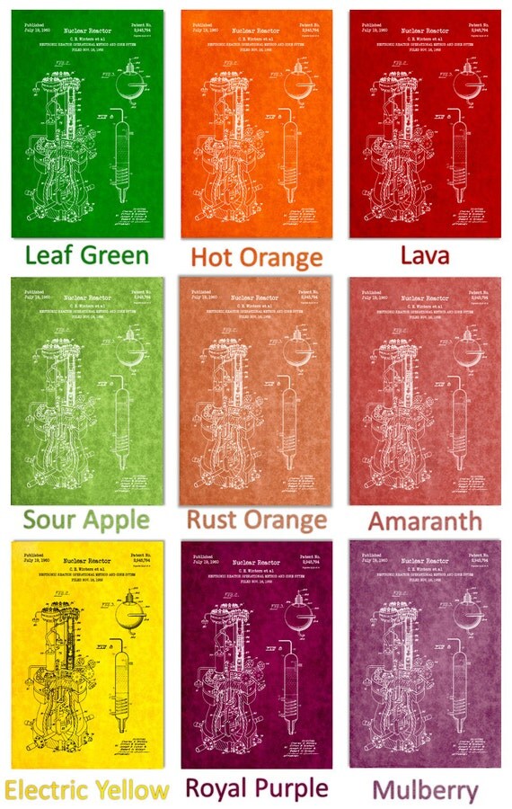 Nuclear Reactor Patent Print Art 1960