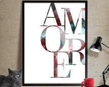 Unique amore print related items | Etsy