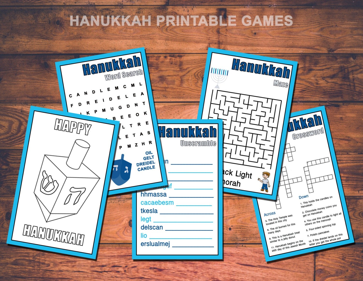 Hanukkah Kids Printable Games Instant Download