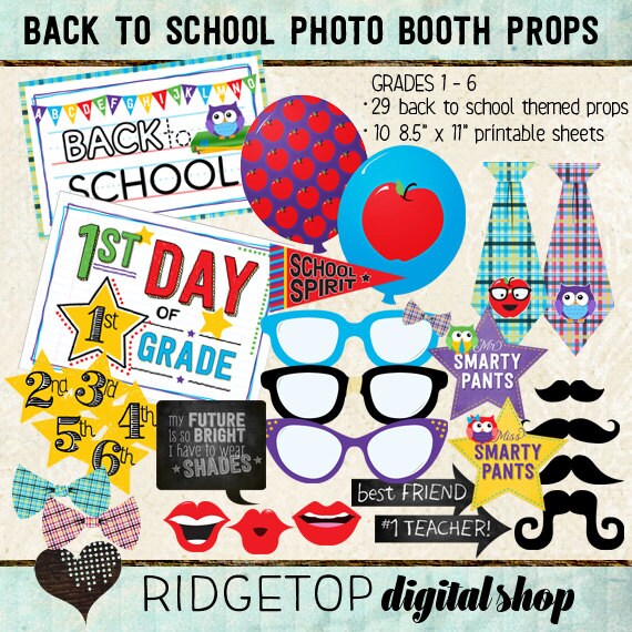 Photo Booth Props BACK TO SCHOOL 1st day of school back to