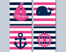 Popular items for pink navy nautical on Etsy