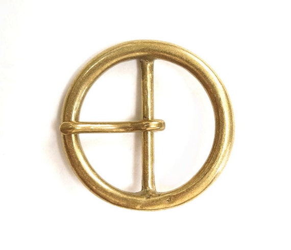 Brass Circle Buckle Solid Custom Leather Belt 40mm Width