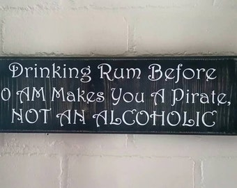 Why's the Rum Gone Wood Pirate Sign Funny Signs with