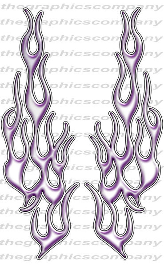 Purple Flames 12 Decal Stickers Graphics 3M Material