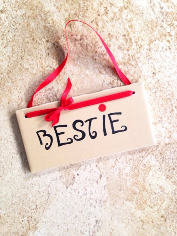 Items similar to Small tile sign, bestie sign, kitchen wall sign ...