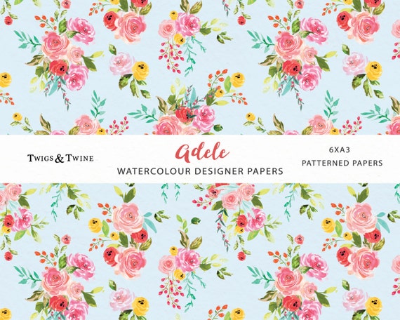 Adele Digital Paper Flower Paper. Vintage style floral