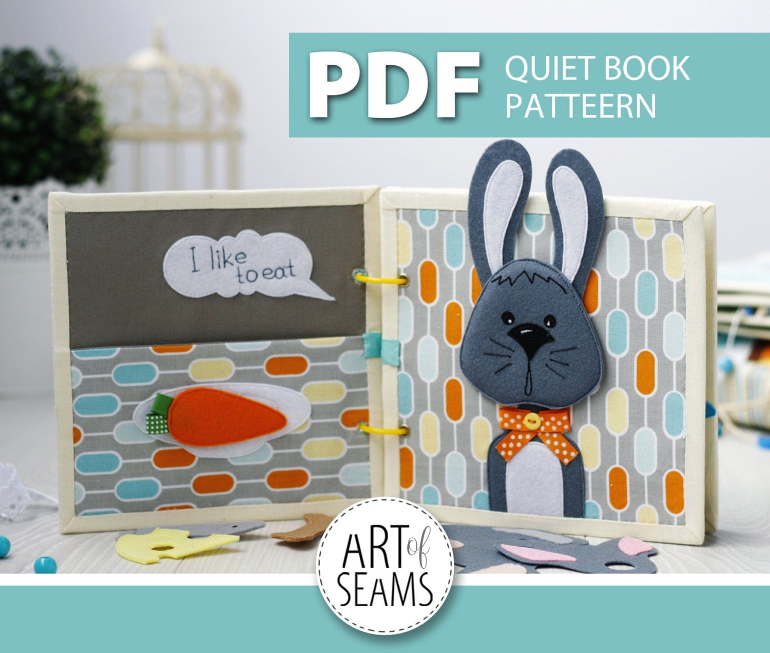 Quiet book patterns PDF pattern animal story: rabbit bunny