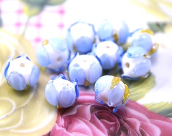 Flower beads Handmade flower lampwork beads Lampwork by UkrBeads