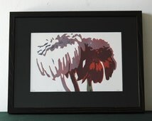 Unique flower linocut related items | Etsy