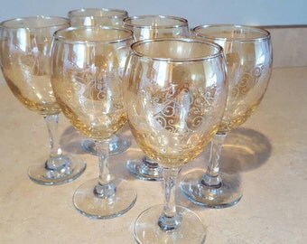 Unique vintage wine glasses related items | Etsy