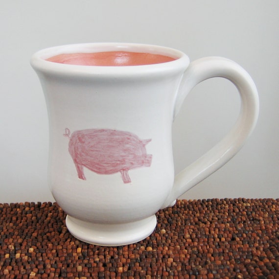 Pig Mug Ceramic Stoneware Pottery Mug Coffee Cup by KarinLorenc