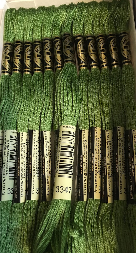 DMC 3347 Medium Yellow Green Embroidery Floss 2 Skeins 6