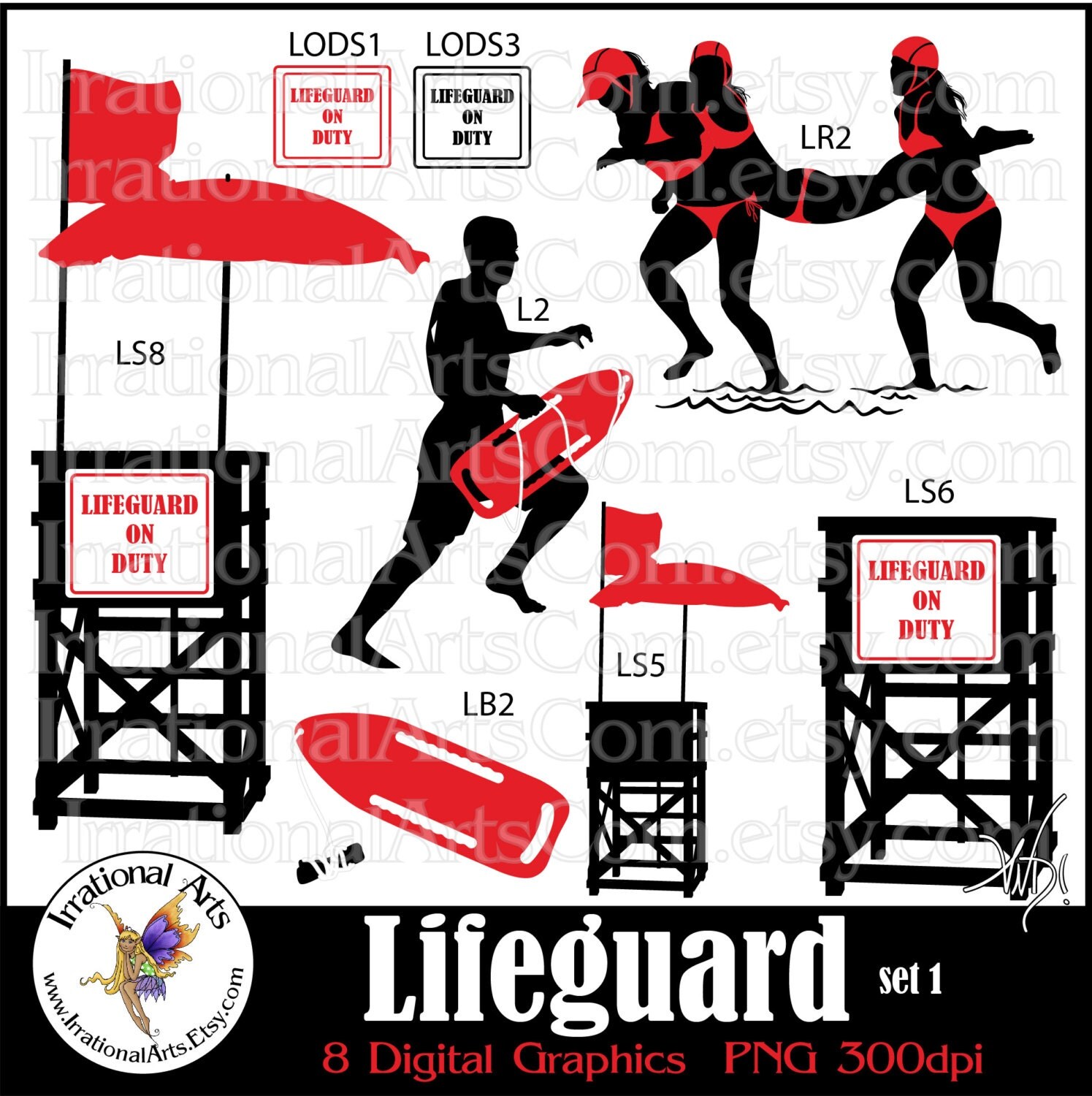 Lifeguard Silhouettes set 1 8 png graphics clip art graphics