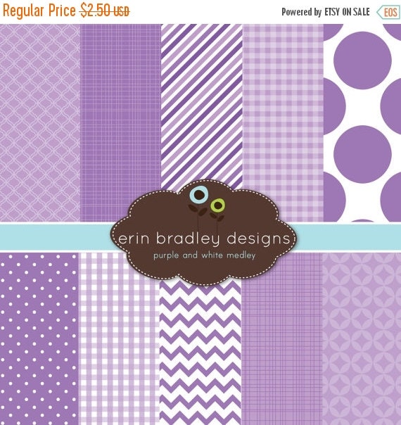 SALE Purple Digital Paper Pack Personal & by ErinBradleyDesigns