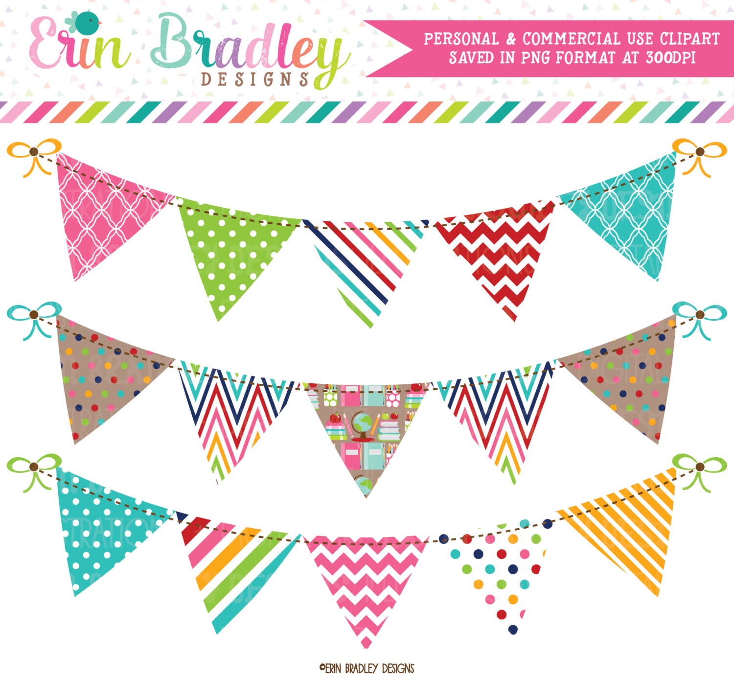 School Bunting Clipart Graphics Personal & Commercial Use