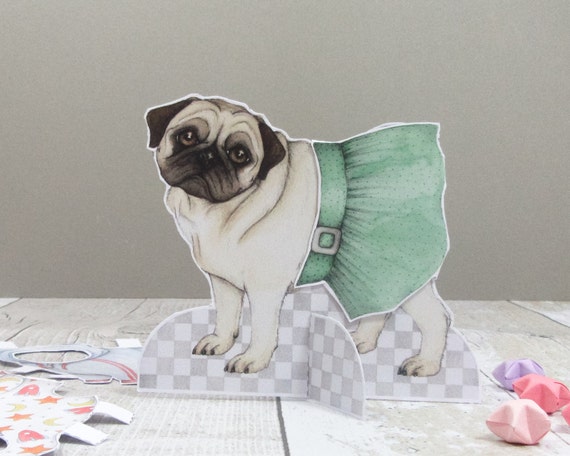 Pug dog paper doll pug painting dress up by JustLikePictures