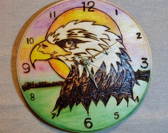 Wood burned clock | Etsy