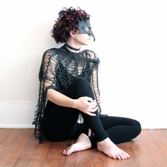 Cobweb Lace Knit Summer Shawl Large Tattered Spiderweb Scarf