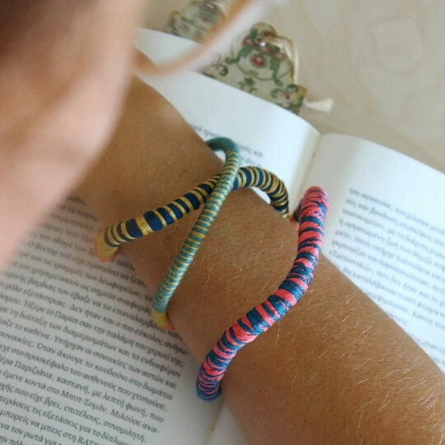 Colorful fabric and fiber bohemian jewelry by kokona on Etsy