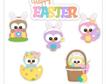 Easter owl clip art | Etsy