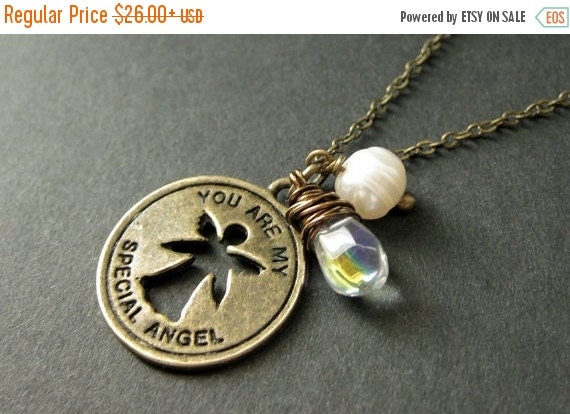 HALLOWEEN SALE Special Angel Necklace in by StumblingOnSainthood
