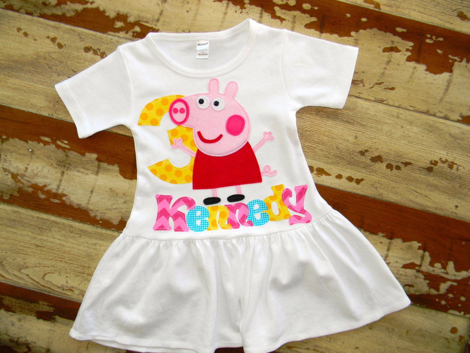 Peppa Pig Personalized Dress Long Sleeved or Short 3-6m to