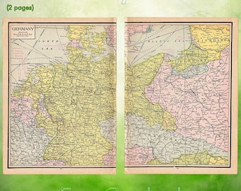 Vintage germany map | Etsy