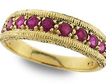 Gold Ruby Ring 9K 9ct Antique Ruby Ring Vintage Diamond