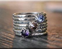 Popular items for gemstone stacking rings on Etsy