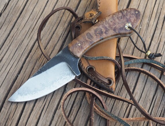 Custom EDC neck knife small fixed blade knife alder by HKnives