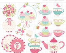 Tea Garden (2) / Tea Set / Ballerina Tea Party Clip Art / Digital ...