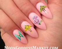Popular items for moon nail decals on Etsy