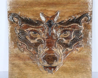 Wolf wood carving | Etsy
