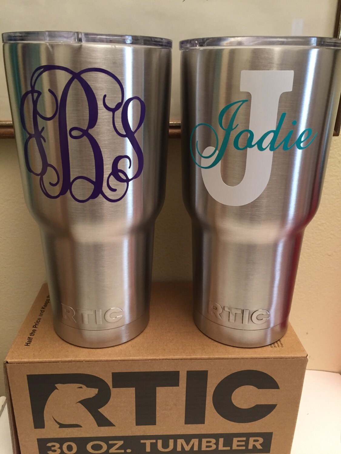 Superfast RTIC monogrammed tumbler 20 or 30 oz
