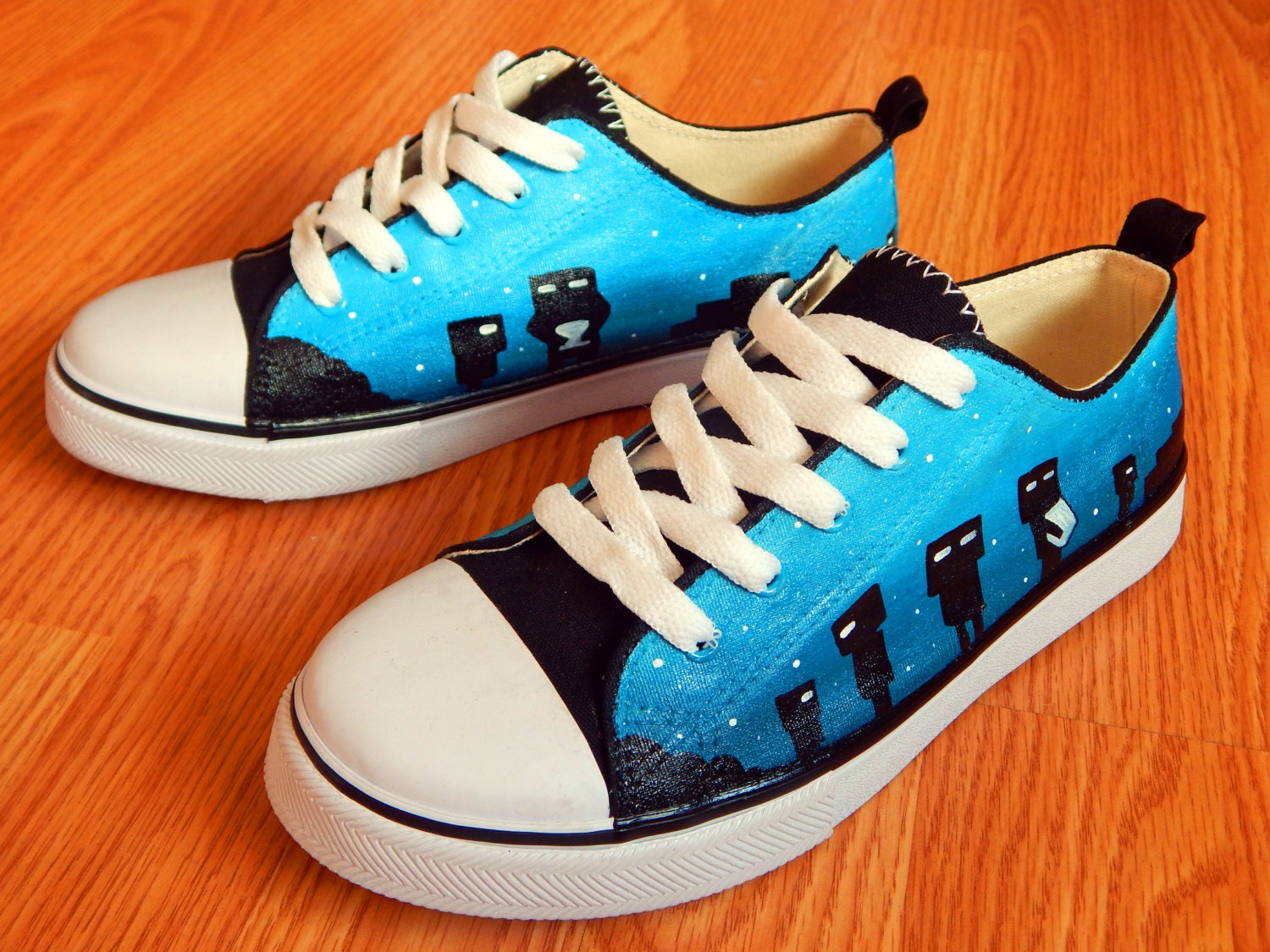 Custom Hand Painted Converse Minecraft Steve & The Gang