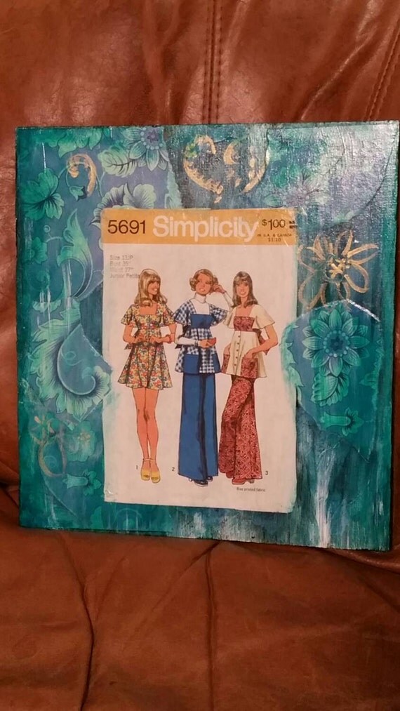 Items similar to Simplicity 5691 Art Collage Mixed Media on Wood on Etsy