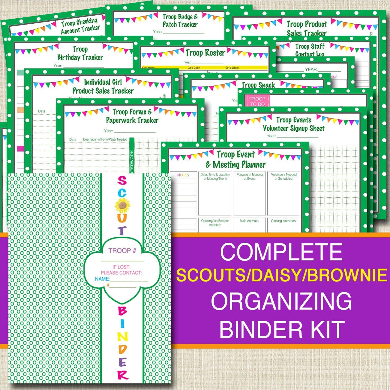 Girl Scouts Organizing Binder Kit INSTANT DOWNLOAD Troop