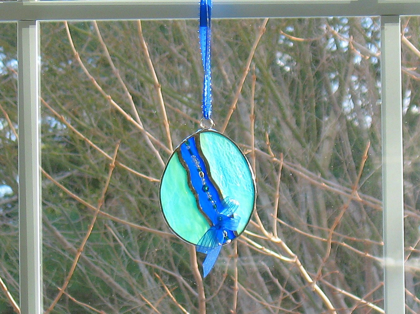 Easter egg stained glass suncatcher ornament home by ClearerImage