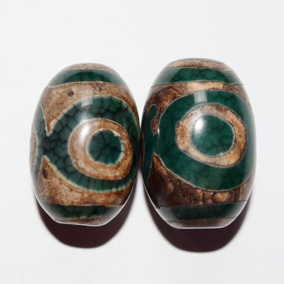 Large Tibetan Dzi Beads 3-Eyes Dzi Beads Ethnic Tribal