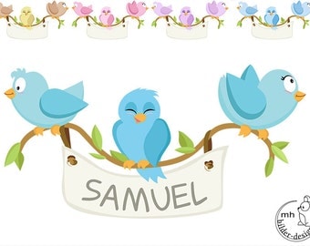Bird name tag | Etsy
