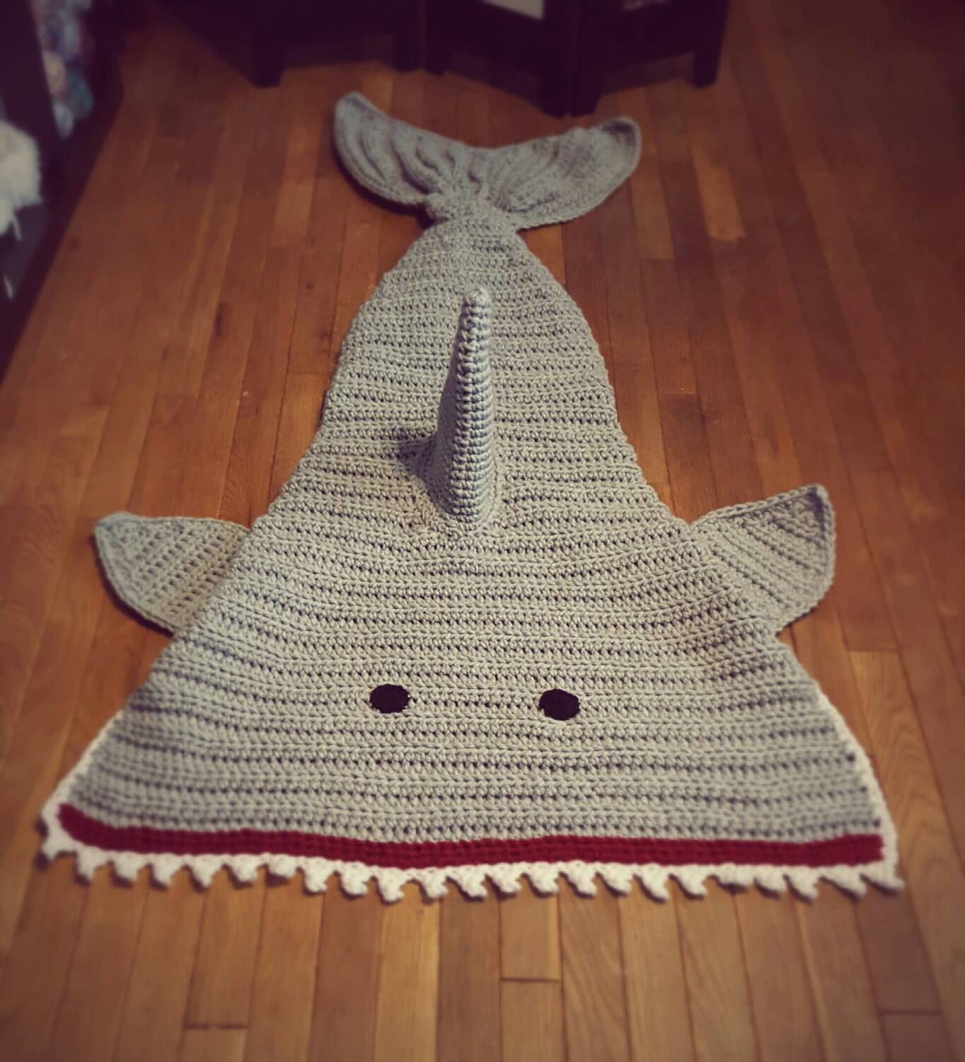 Crochet Shark Blanket Cocoon wrap snuggie by 4littlepeepsboutique