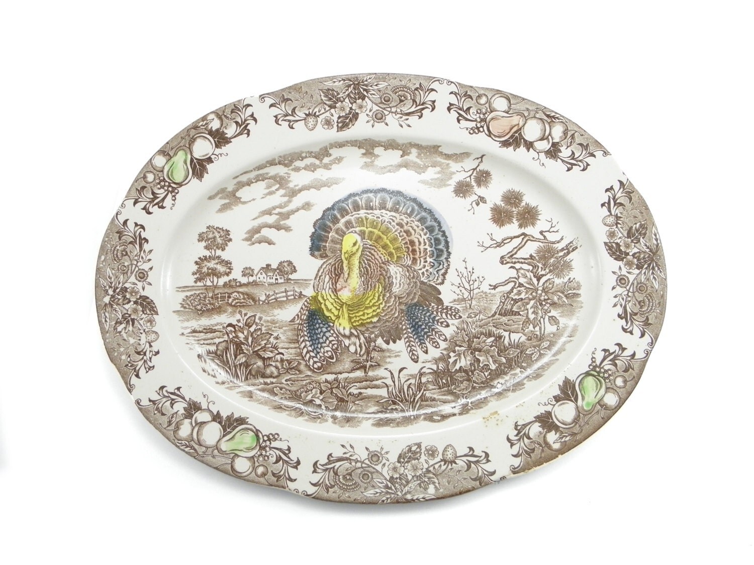 Vintage 1940’s Turkey Transferware Large Ironstone Platter/Serving ...