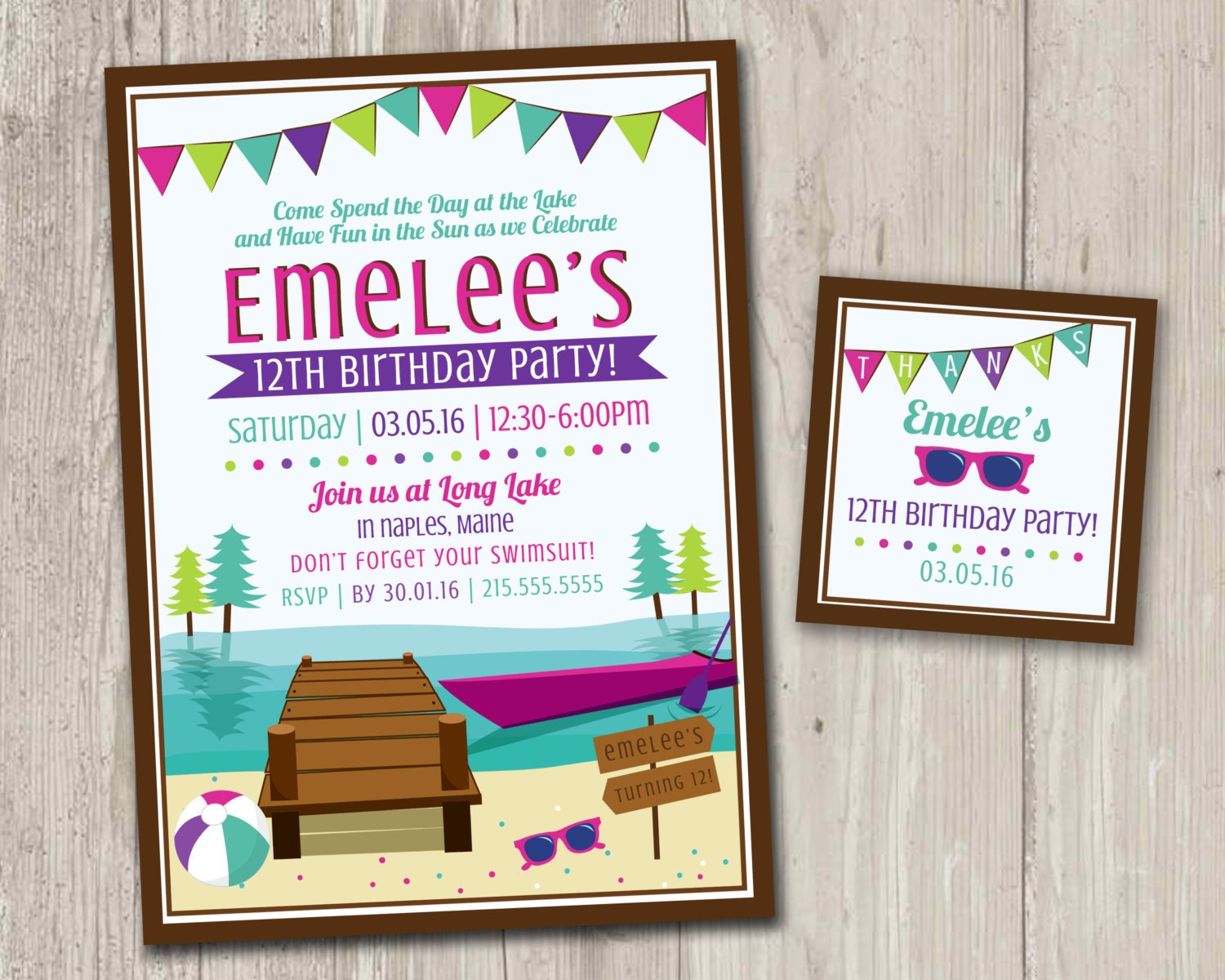 Lake Birthday Party Invitations Kayak Party Summer Party