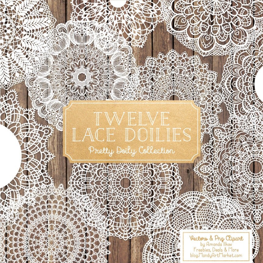 Premium Large Vintage Lace Doilies Clipart White Lace