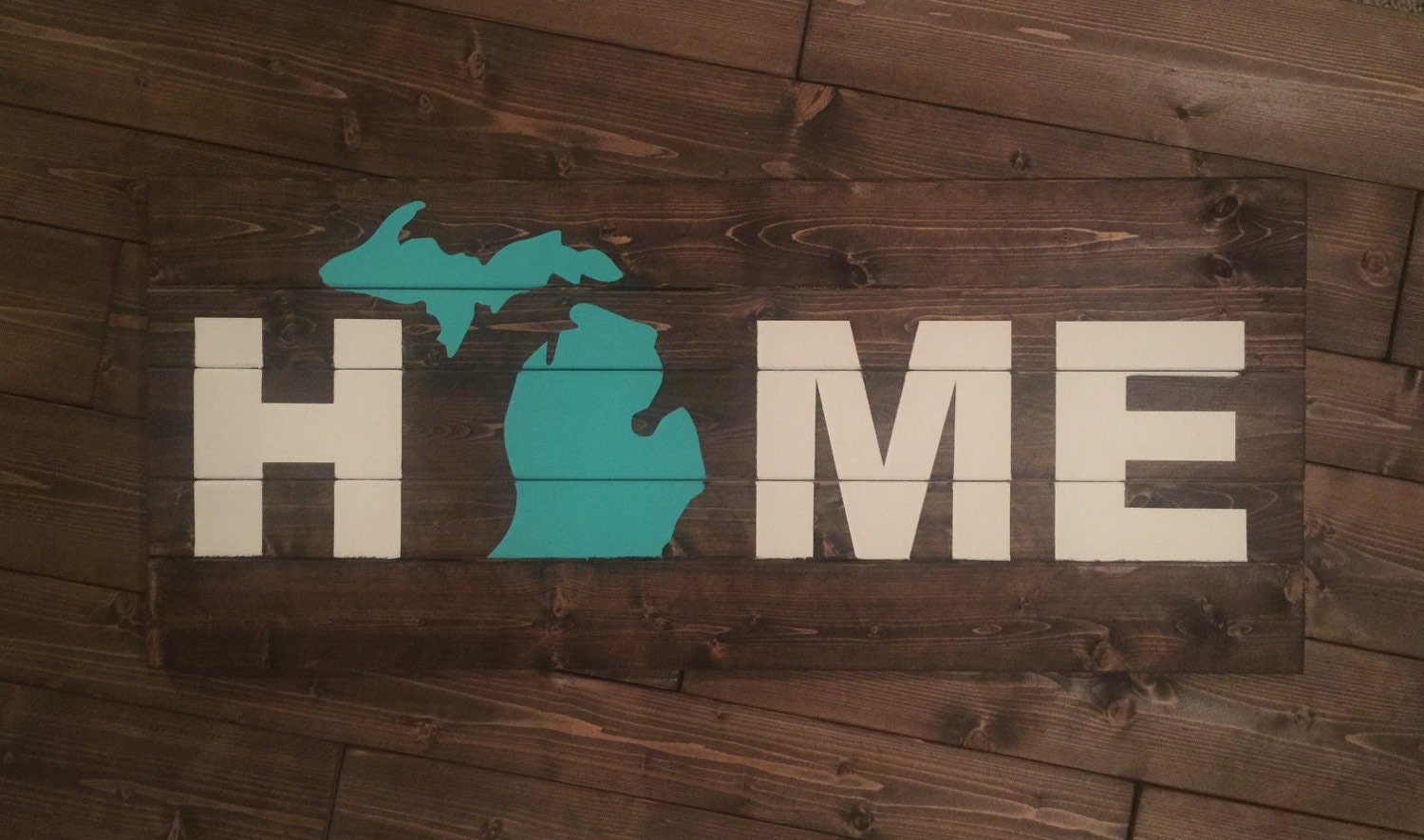 HOME Wood Wall Art With Michigan Image