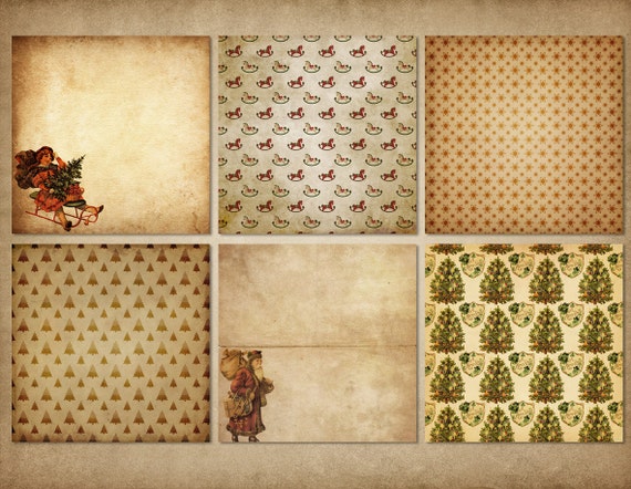 Antique Christmas Digital Paper Vintage by OriginsDigitalCurio